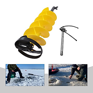 LENJKYYO Ice Drill Auger, 8" Diameter Nylon Ice Auger, Cordless Nylon Ice Drill Auger with Drill Adapter & Top Plate, Auger Drill w/ 11.8" Extension Rod for Ice Fishing/Ice Burrowing…