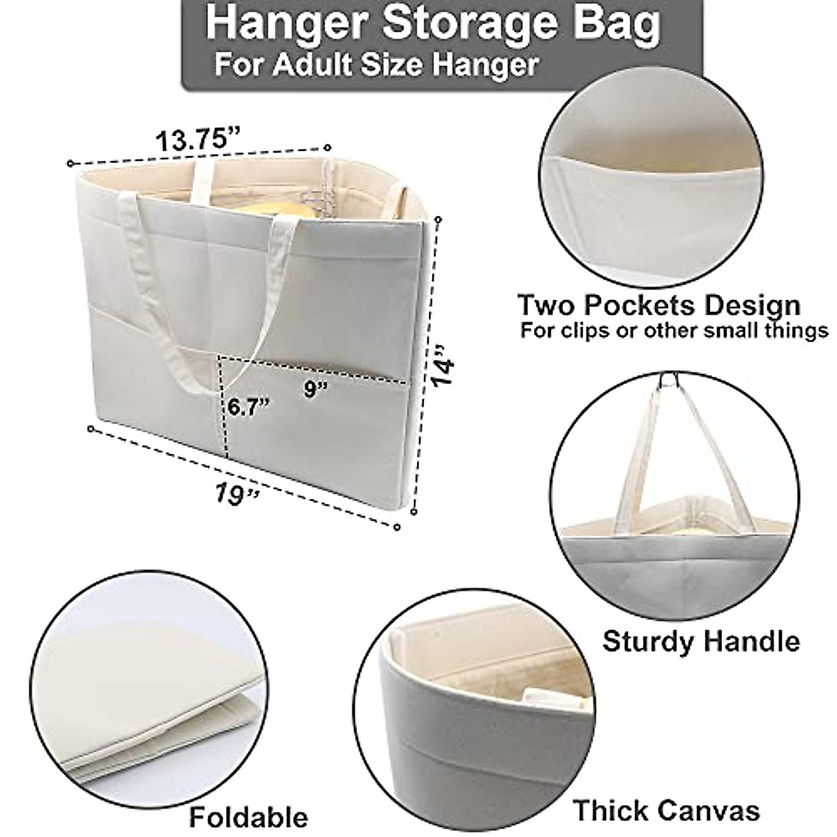 YiSeyruo Hanger Storage Bag for Adult Hanger: Hanger Triangle Bag for Closet Tidier Space Saving Hanger Storage Organizer Holder | Hanger Stacker Hamper for Wardrobes Laundry Rooms (L)