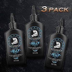 Bossman Jelly Beard Oil - Beard Growth Softener and Moisturizer Care - Larger 4oz, Bottle - 3 Pack Kit - Made in USA (Magic Scent)