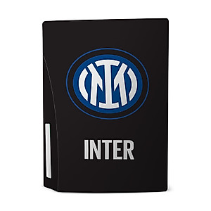 Head Case Designs Officially Licensed Inter Milan Logo On Black Badge Vinyl Faceplate Sticker Gaming Skin Decal Cover Compatible With Sony PlayStation 5 PS5 Disc Edition Console & DualSense Controller