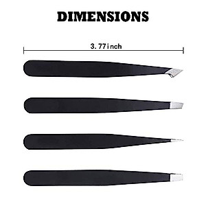 4-piece Eyebrow Clip Beauty Tweezers Set, Professional Stainless Steel Tweezers, Precision Stainless Steel Kit for Ingrown Hair Eyebrows Facial Hair Splinter and Eyelashes