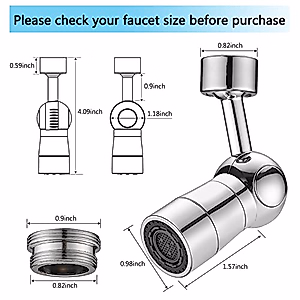 Dornberg Faucet Extender, 2 Function Rotating Faucet Aerator, 360 Degree Swivel Faucet Sprayer Head Attachment for Kitchen or Bathroom, 55/64 Inch-27UNS Female Thread with Male Adapter - Chrome