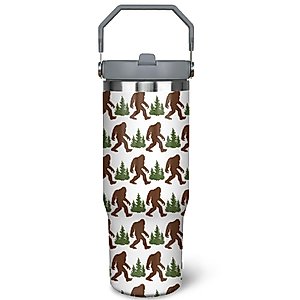 ysnifeiw 30oz Bigfoot Tumbler with Top Handle and Flip Straw Bigfoot/Sasquatch Gifts Cup for Dad Father's Day Birthday Christmas Gifts for Men