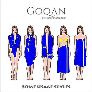 realgrandbazaar Lucky Turkish Towels Beach Towels0 Cotton - Pre Washed, No-Shrink, Quick Dry, Soft 39x71' Large Peshtemal, Turkish Towel, Set can be Made - Goqan (Azure)