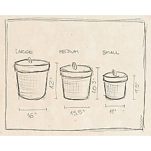 Handcrafted basket with lid. Decorative Baskets for storage. Natural rope basket with lid. Woven Seagrass baskets for blanket. Lidded Basket design. Round decorative basket. (Small)