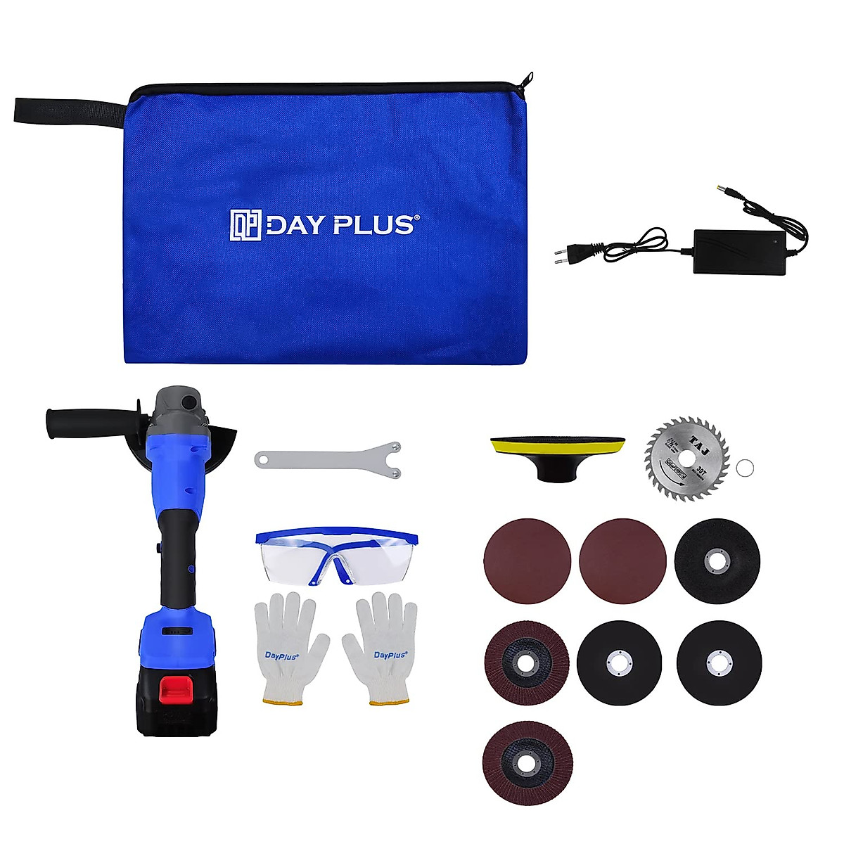 21V Angle Grinder Tool, Lithium-Ion Brushless Cordless Angle Grinder, Cutting, Grinding, Polishing and Rust Removal, 10000RPM, Power Angle Grinder with 6.0Ah Battery and Charger