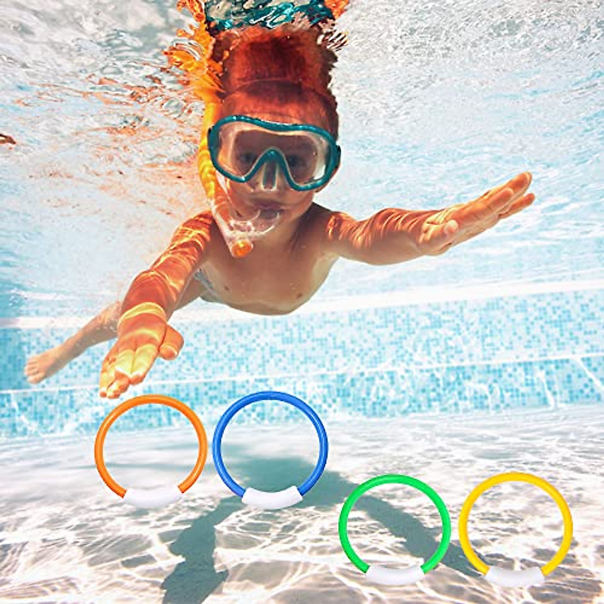 4pcs Diving Rings 5.3 Inch Underwater Swimming Pool Toy Rings for Kids Children