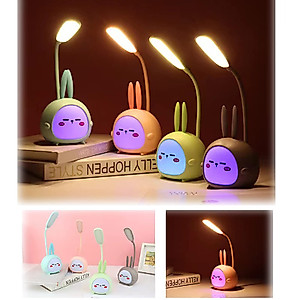 Neioaas Mini Bunny Night Light, Portable LED Table Light, Cute Rabbit Foldable USB Rechargeable Reading Light Bedroom Children's Bedside Study (Pink Rabbit)