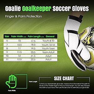 FitsT4 Sports Youth Adult Goalie Goalkeeper Soccer Gloves 3.5+3MM Super Grip Latex Finger Support Performance Glove Level 3.5 Prevent Injuries