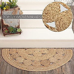 VHC Brands Celeste Braided Jute Half Circle Welcome Mat Farmhouse Handwoven Boho Accent Rug, 16.5x33"