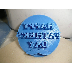 YNGLLC HAPPY FATHERS DAY WORDS WITH MUSTACHE BLOCK FONT COOKIE STAMP EMBOSSER BAKING TOOL 3D PRINTED MADE IN USA PR4196, Blue