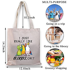 BDPWSS Parrots Lover Gift Parrot Tote Bag Bird Watching Gift i Just Really Like Birds Parrot Cockatoo Ornithologist Gift (Really like birds TG)