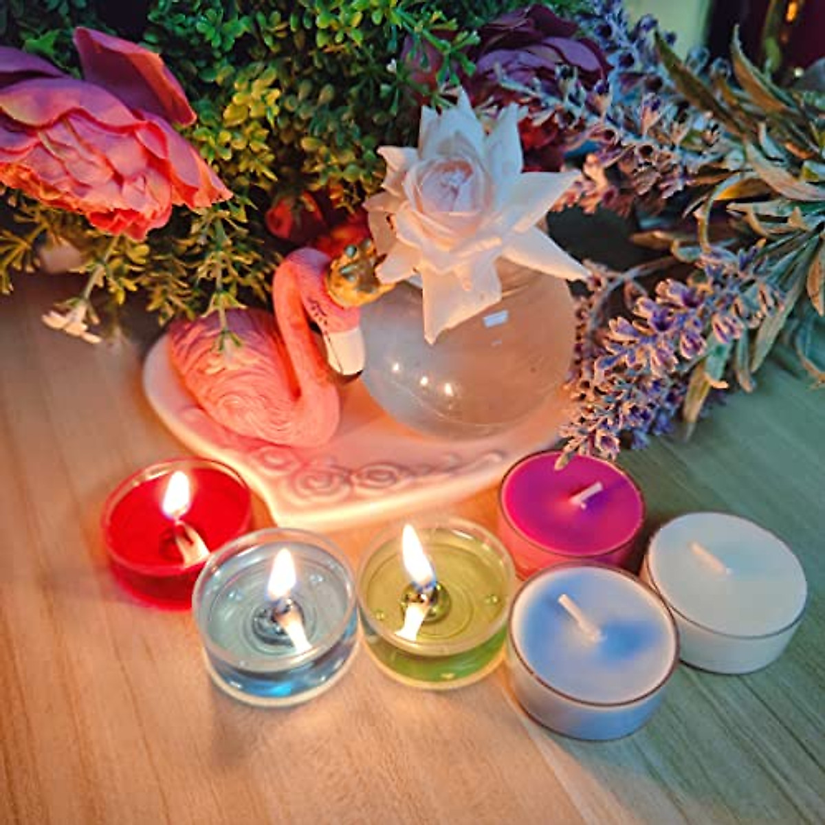 Soyyla Lilac Tealights Candles, 12 Pack Clear Cups Soy Candles Long Lasting Tea Lights for Weddings Birthday Festival Celebration Party Candle Gardens