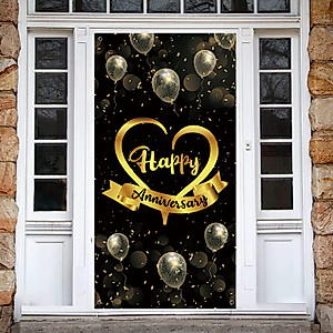 Belrew Happy Anniversary Door Banner, Wedding Anniversary Party Photography Background, Birthday Celebration Party Photo Booth Props, Retirement Door Cover Decorations
