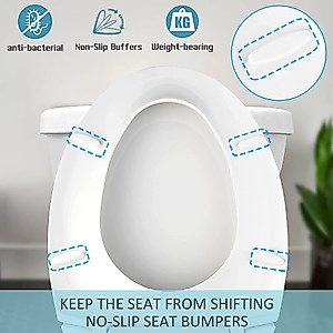 Hygie Rinse Traditional SoftClose Elongated Toilet Seat Replacement Compatible with TOTO SS114/SS113/SS154/SS224/SS204 Heavy Duty Toilet Seat Parts with 2-pack Toilet Bolts and Nuts, Cotton White