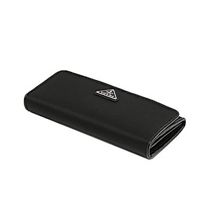 Prada Women's Nylon Logo Long Black Wallet 1MH132