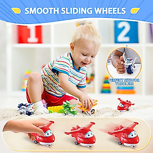 Super Wings 2" Transform-A-Robots 4 Pack Jett, Paul, Mira, and Grand Albert, Airplane Toys Mini Action Figures, Transformer Toys for 3+ Years Old Boys and Grils