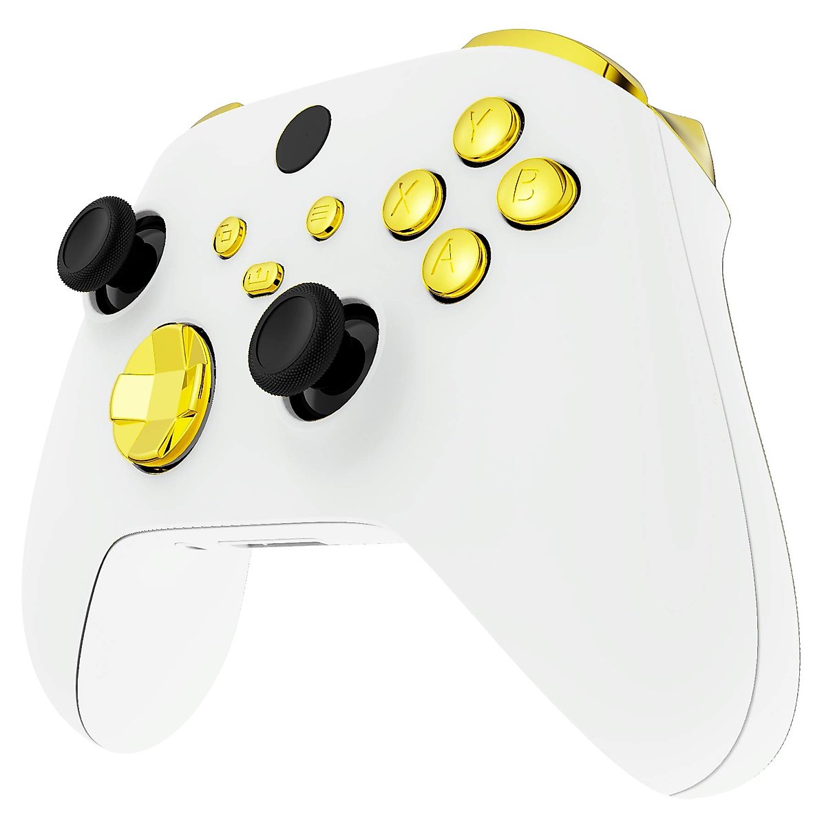 eXtremeRate Replacement Buttons for Xbox Core Wireless Controller, Chrome Gold Glossy Custom LB RB LT RT Bumpers Trigers Dpad ABXY Start Back Sync Share Keys Parts for Xbox Series X & S Controller