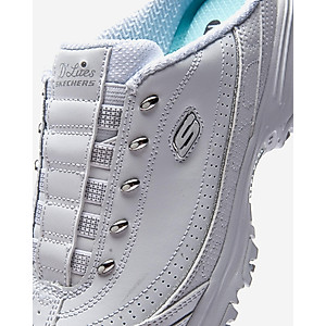 Skechers womens D'lites Bright Sky Fashion Sneaker, White/Silver, 8.5 Wide US