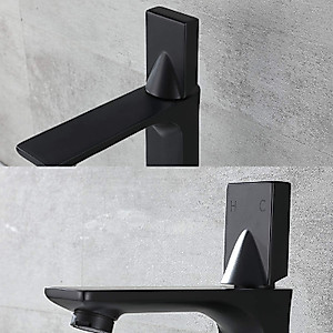 VAPSINT Tall Matte Black Bathroom Vessel Sink Faucet,Modern Single Handle Vessel Faucets Single Hole Vanity Mixer Bowl Tap Bathroom Sink Faucet with Water Hoses