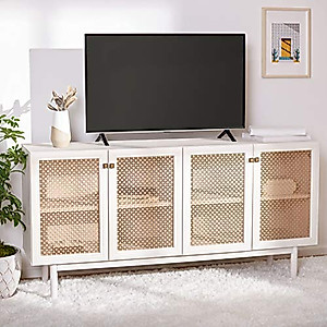 Safavieh Home Collection Piran White and Gold 4-Door 2-Shelf Media (65-inch Flat Screen) TV Stand