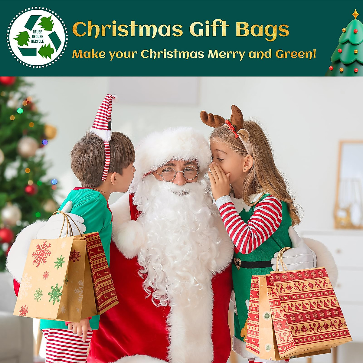 GSSUSA 30 Pack Christmas Gift Bags 7x8.6x3.3'' Paper Bags with Handles Bulk, Assorted Designs Christmas Craft Bags,Sturdy Xmas Party Favors Bags, Holiday, Goodie, Treat Bags, Retail Shopping bags