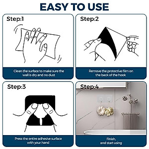 AMAZOPEN Self Adhesive Hooks - 24 Packs of Transparent Wall Door Hooks Stick On/Extra Strong Sticky Hooks for Hanging Coat, Cloth, Towel, Key and More
