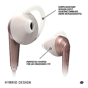 Urbanista Chicago Bluetooth Sports Earphones, High Performance, IPX4 Rated Water Resistant, Call-Handling with Microphone, Sport Carry Pouch, Rose Gold