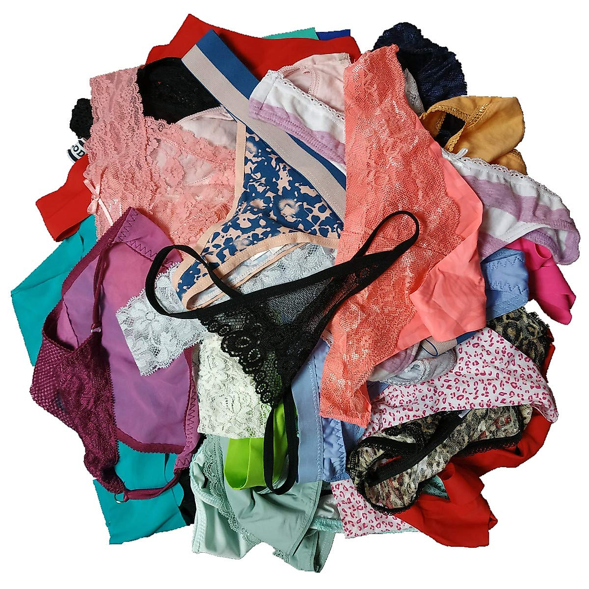 LUSTA Variety of womens underwear thong cotton lacy bikini hipster Panties t-back tanga pack (10, Small) Multicolor