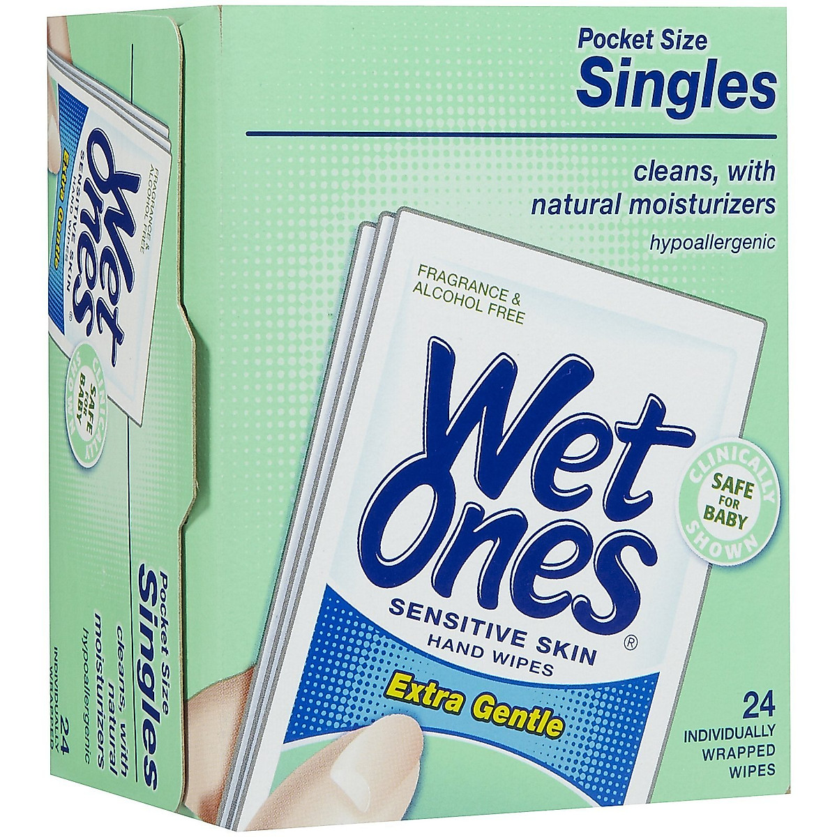 Singles Sensitive Skin Individually Wrapped Hand Moist Wipes, 24 Count (Pack of 1)