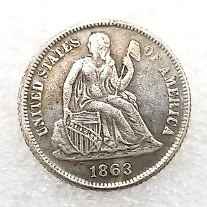 LWXCX 1863 Historic dime Nickel Old Coin-U.S. Commemorative uncirculated Old U.S. Coins- Preference for Handmade U.S. Coins History-Coin Gift