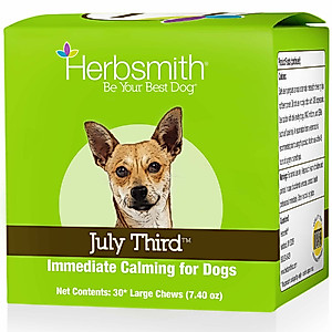 Herbsmith July Third - Canine Calming Chews - Calming Herbs for Dogs - Anxiety Supplements for Dogs - 30ct Large Chews