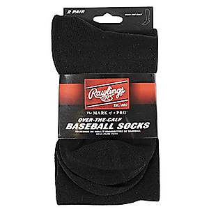 Rawlings Womens Athletic Baseball Socks 2 Pair (Medium/Black), Black, Medium US