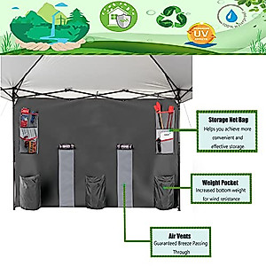 Sssideas Sunshade Sidewall, 10' x 10' with Organizer Pockets，600D Polyester 100% Waterproof for Straight-Leg Canopy（Black）