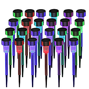 Trlec gt4-ly 24 pcs 5W High Brightness Solar Power LED Lawn Lamps with Lampshades Seven Color. Used in Greenhouse, Landscape Lighting, Home Garden, or Small Pot Plant etc