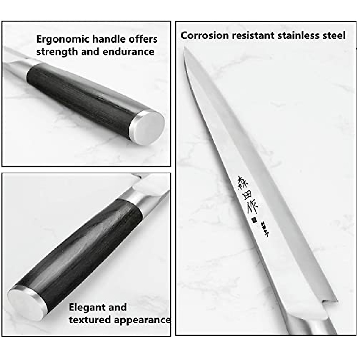 CHUYIREN Sushi Knife Sashimi Knife- 9.5 inch(240mm) 2PK, Wooden Handle And Wenge Wood Handle