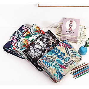 Shulaner 160 Slots Colored Pencil Case Organizer Sinensis Flower Large Capacity Portable Pencil Bag (160-Flower-Blue)