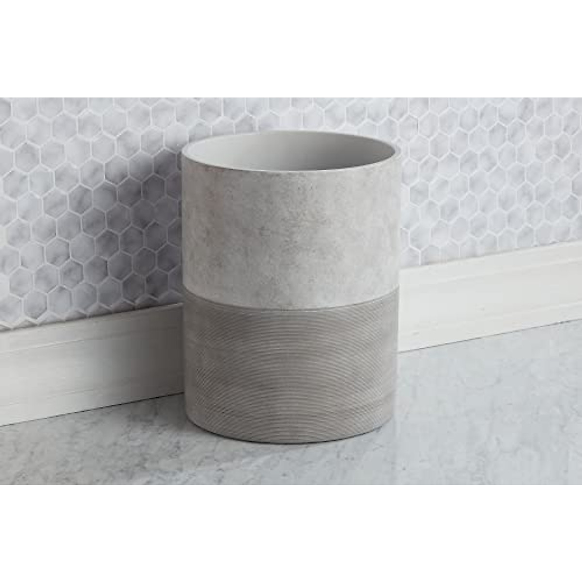Roselli Trading Company City Line Bath Wastebasket, Gray