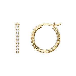 PAVOI Womens 14K Plated ‚Äì Yellow Gold - 925 Sterling Silver Cubic Zirconia Hoop Earring