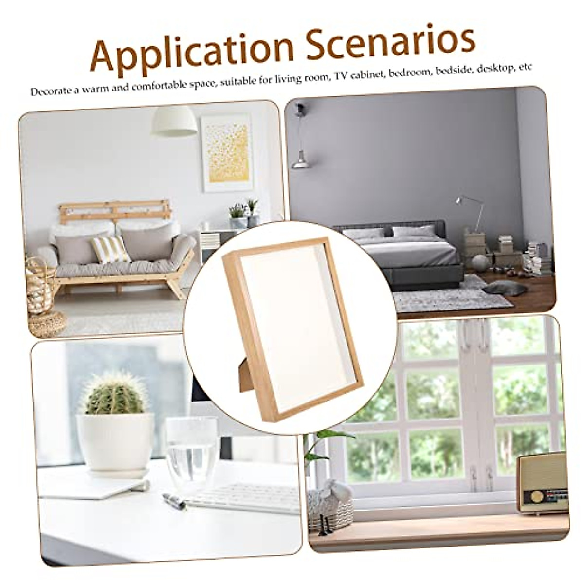 ifundom dried plant frame wood picture frame dried flower floating frame wall picture frame wooden frames wooden decor Photo Display Holder 3D floating frame hollow Glass artwork a4