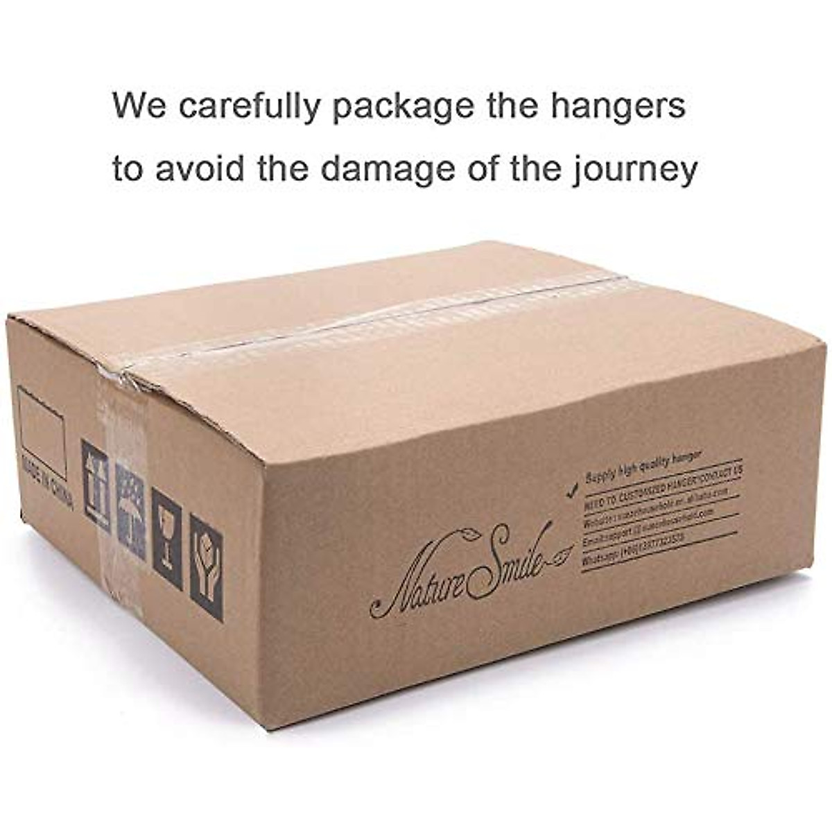 Nature Smile Solid Lotus Wood Deluxe Wooden Pants Hangers Bottom Hanger Jeans Hanger Skirt Hanger with 2-Adjustable Clips Anti Rust Hook Pack of 10 (Natural)