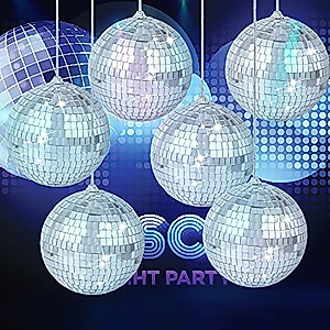 Ujuuu 8 Pieces Mirror Disco Balls Silver Hanging Disco Light Mirror Ball for Retro Party, Fun Party, Home Bands Decorations