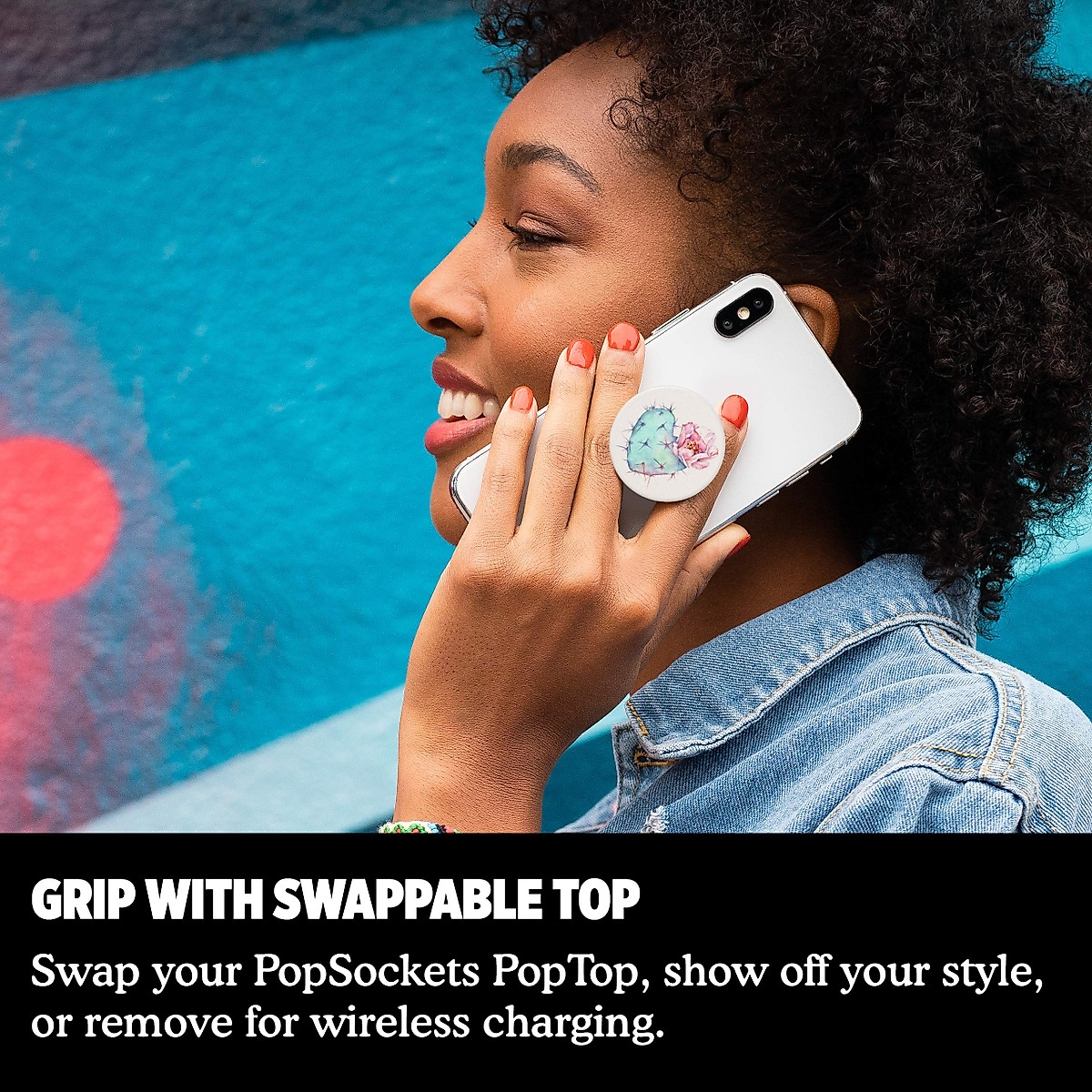 PopSockets: PopGrip Expanding Stand and Grip with a Swappable Top for Phones & Tablets - Succulent Heart