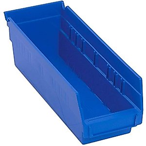 Quantum Storage Systems QSB101BL 36-Pack 4" Hanging Plastic Shelf Bin Storage Containers, 11-5/8" x 4-1/8" x 4" , Blue