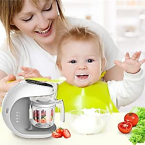 WOZAIJAInfanso Baby Food Maker Food Processor for Infants and Toddlers 7 in 1 Blender Grinder Steamer, Blender, Chopper, Defroster, Reheater, Disinfector, Auto Cleaning 10 Food Pouches