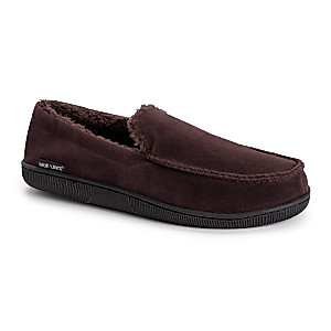 MUK LUKS Men's Faux Suede Moccasin Slipper, Brown, 12