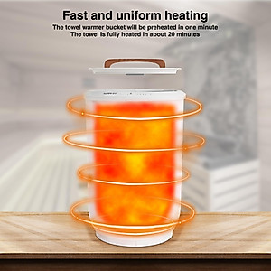 SAMEAT Heated Towel Warmers for Bathroom - Large Towel Warmer Bucket, Wood Handle, Auto Shut Off, Fits Up to Two 40"X70" Oversized Towels, Best Ideals