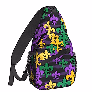 Dujiea Crossbody Backpack For Men Women Sling Bag, Mardi Gras. Chest Bag Shoulder Bag Lightweight One Strap Backpack Multipurpose Travel Hiking Daypack