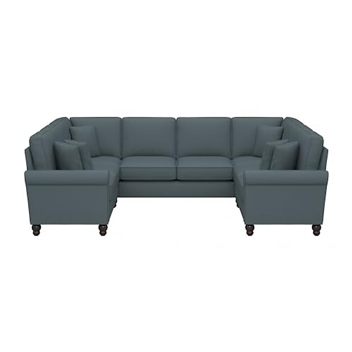 Bush Furniture Hudson U Shaped Sectional Couch, 113W, Turkish Blue Herringbone