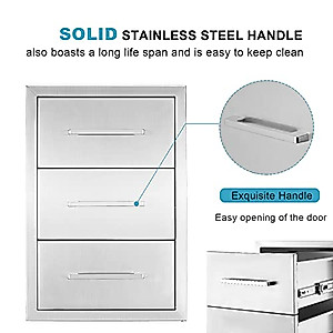 TELAM Stainless Steel Combined Drawer Cabinet 14 W x 21 H x 23 D Outdoor Kitchen Drawer Combo Stainless Steel Combination Cabinet 14 W x 21 H x 23 D Perfect for Outdoor Kitchen BBQ Island